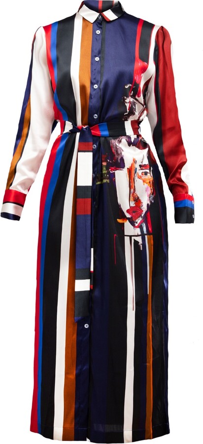 SABINA SÖDERBERG - Laura Silk Dress - Navy Stripe - ShopStyle