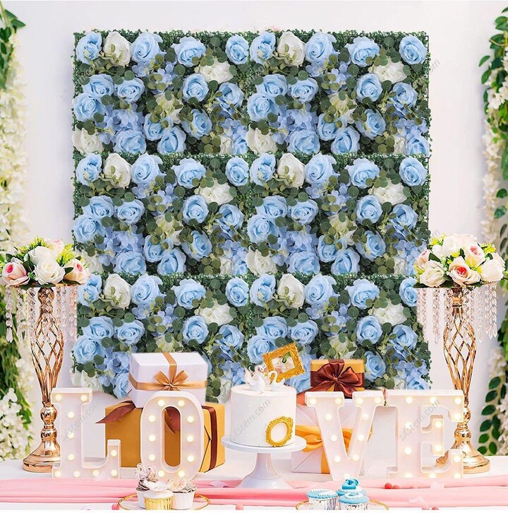 Living and Home Artificial Rose Flower Wall Panel Fake Bouquet Wedding ...