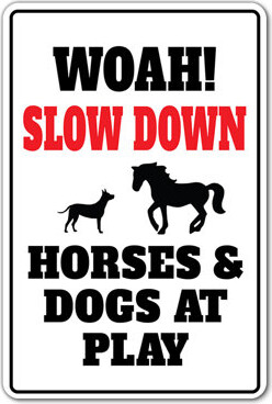 SignMission Slow Down Horses & Dogs at Play Sign Animal Speed Limit ...