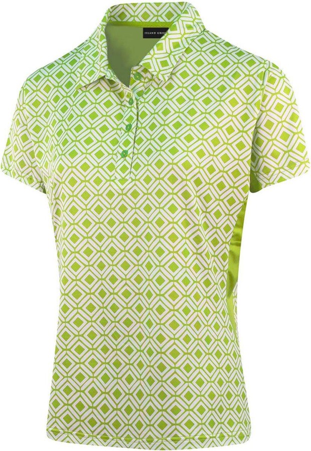 Island Green Geometric Print Golf Polo Shirt - ShopStyle Tops