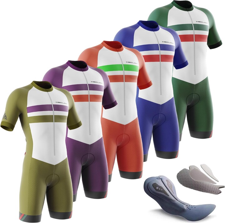 HECLOK Men Triathlon Tri Suit Padded Compression Running Swimming ...