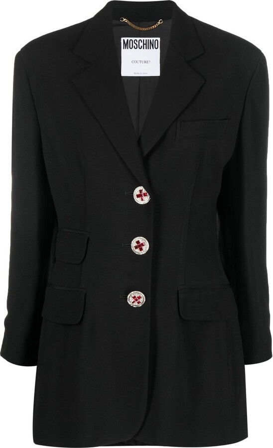Moschino Pre-Owned 2000s Embellished Buttons Notched Lapels Blazer ...