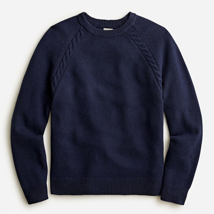 J.Crew Merino wool-nylon cable-knit crewneck sweater - ShopStyle