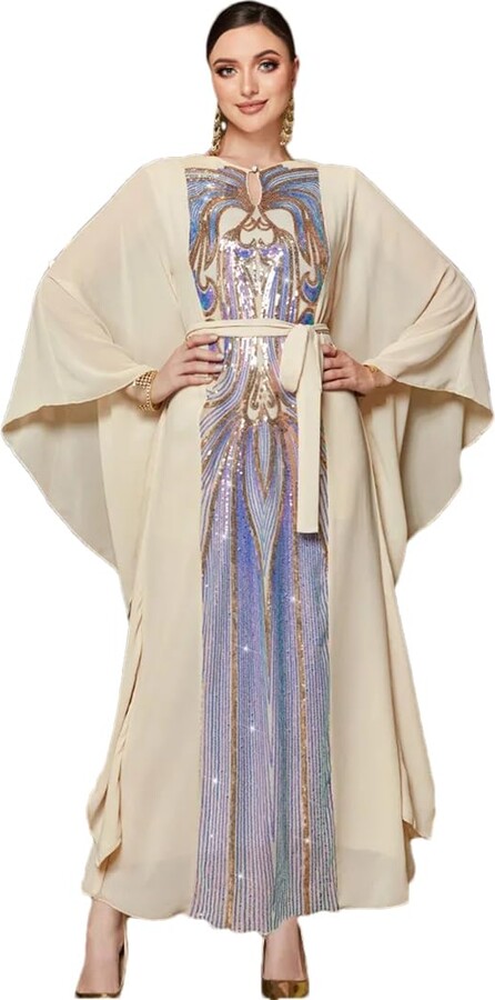 Adhdyuud Eid Middle East Kaftan Arabic Robe Lace Up Dress Muslim Women ...