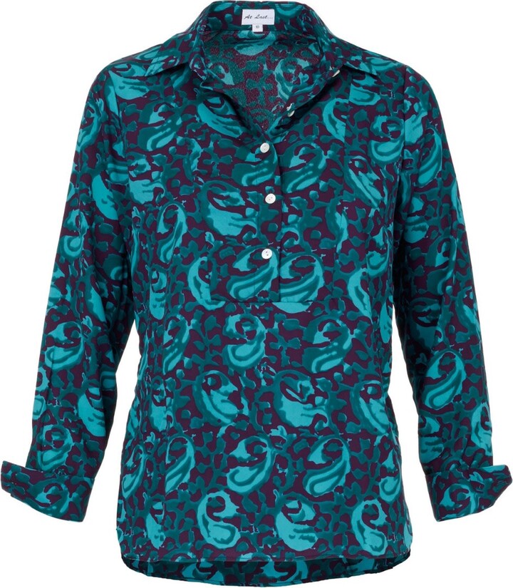 AtLAST Soho Shirt Teal & Purple Swirl - ShopStyle Tops