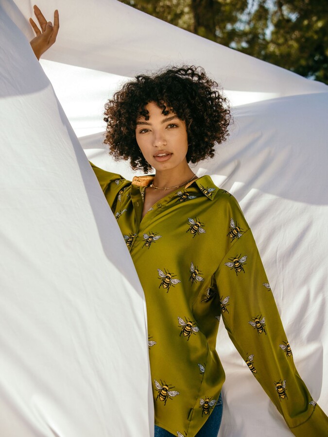 Chelsea Peers Bumble Bee Satin Shirt - ShopStyle Pyjamas