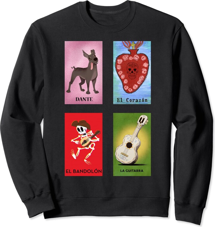 Disney Pixar Coco Loteria Cards Big Chest Vintage Panels Sweatshirt ...
