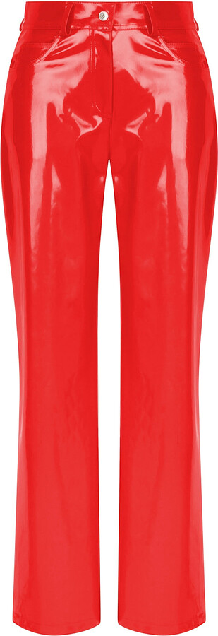 NOCTURNE - Red Wide Leg Pleather Pants - ShopStyle