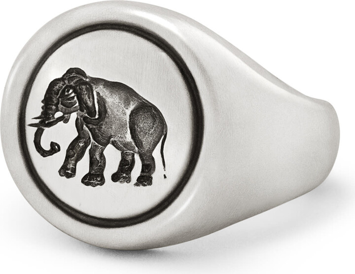 Snake Bones Elephant Signet Ring In Sterling Silver - ShopStyle Jewelry