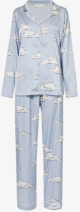 The Nap CO Womens Lilac Cloud Cloud-print Relaxed-fit Stretch-satin ...