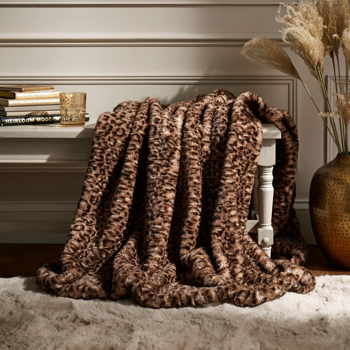 Dunelm Leopard Print Faux Fur Throw Leopard (Brown) - ShopStyle