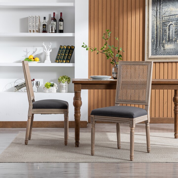 GREATPLANINC Fabric Dining Chair Rectangular High Back Side Chairs ...