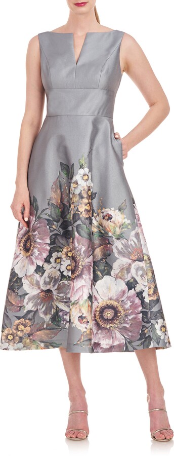 Kay Unger Marlene Floral Print A-Line Dress - ShopStyle