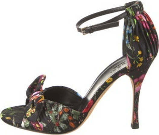 Gucci Satin Floral Print Sandals - ShopStyle