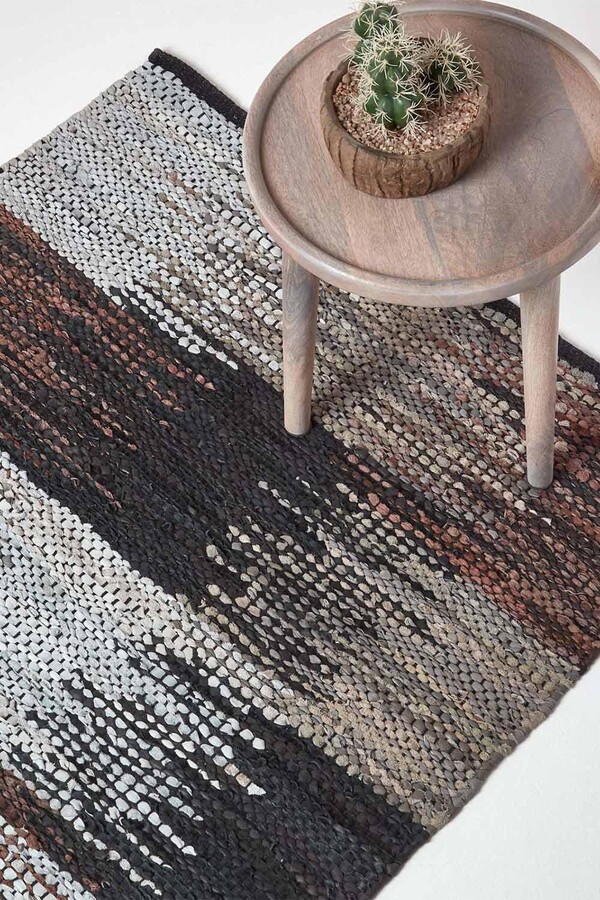 Homescapes Real Leather Handwoven Cutshuttle Rug - ShopStyle