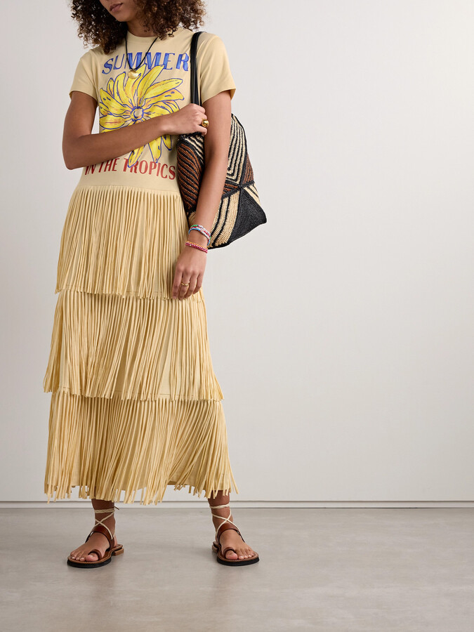 Farm Rio Summer In The Tropics Fringed Printed Cotton-jersey Maxi Dress ...