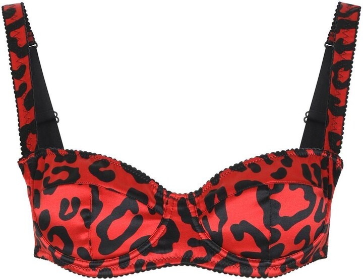 Dolce & Gabbana Red Leopard Print Silk Balconette Bra - ShopStyle
