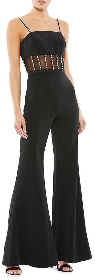 Mac Duggal Ieena Crystal-Embellished Mesh-Inset Wide-Leg Jumpsuit ...