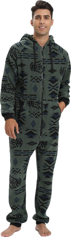 Generic Men's Soft All in One Fluffy Onesie Polar Fleece pjs Lounge ...