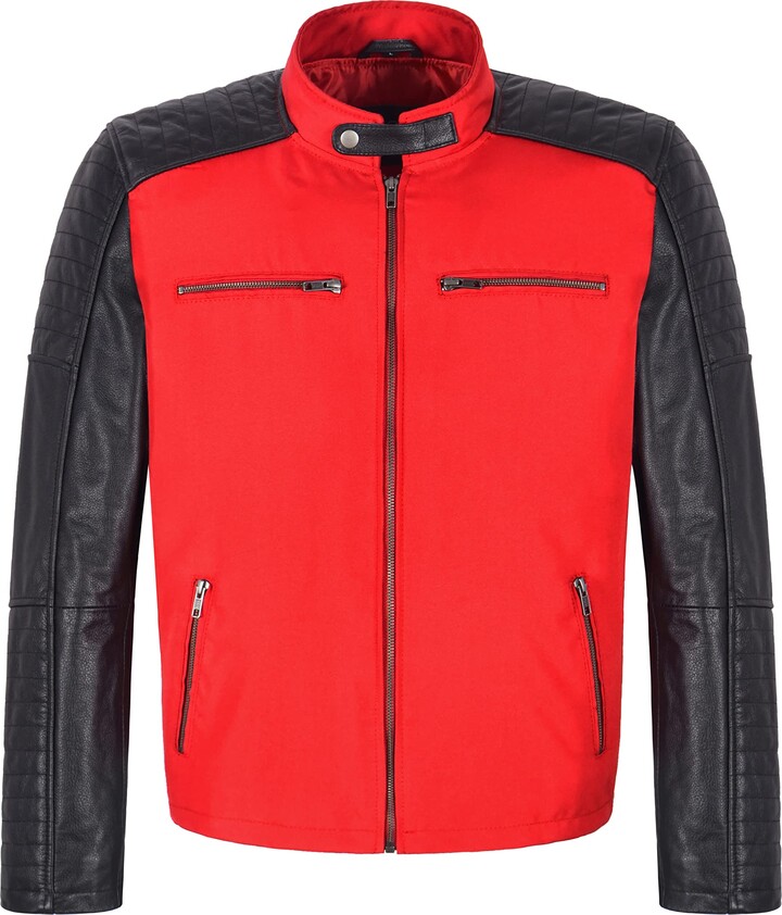 Smart Range Leather Mens Cafe Racer Biker Cordura Real Leather Jacket ...
