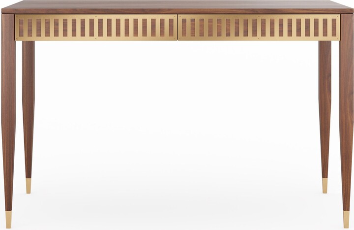 Etsy Walnut Office Desk With Two Solid Walnut Drawers Brass Fronts ...