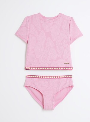 Seafolly Jewel Cove Laser-Cut Ruffle Bikini, Pink Soda, Size 2-7 ...