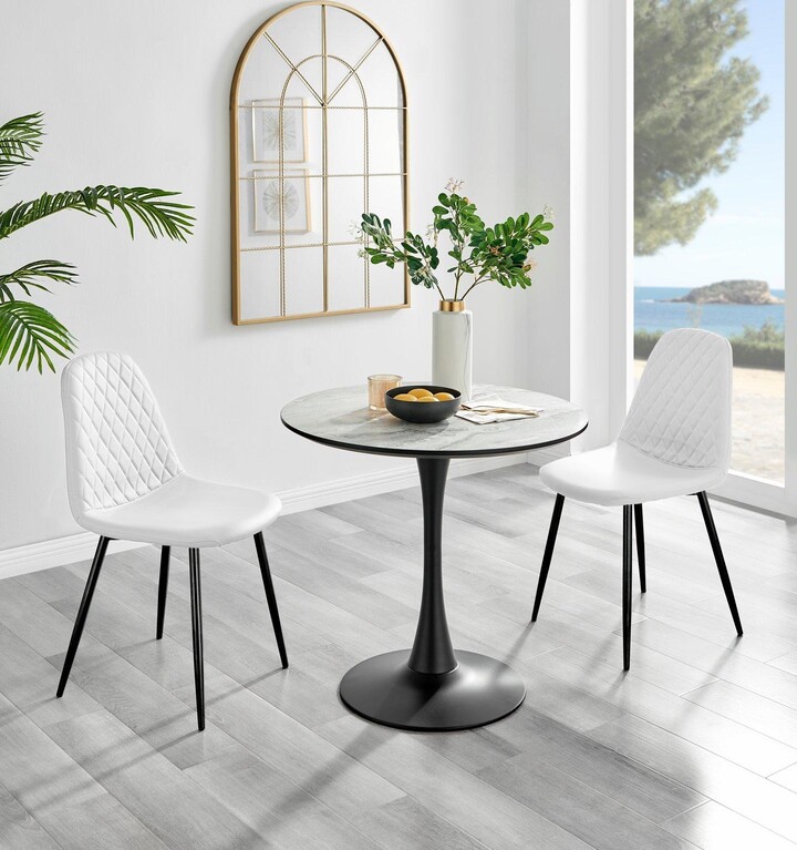 FurnitureboxUK Elina White Marble Effect Scratch Resistant Dining Table ...