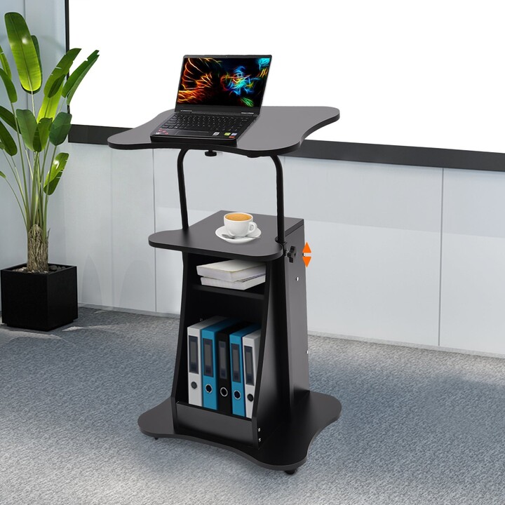 Oukaning Adjustable Height Laptop Stand Rolling Lecterns Workstation ...