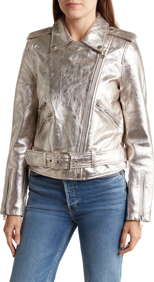 Walter Baker Allison Metallic Leather Moto Jacket - ShopStyle