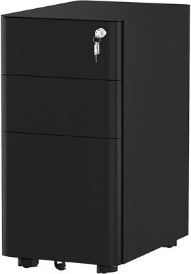 Inbox Zero 3-Drawer Metal Filing Cabinet Office, Compact Portable Slim ...