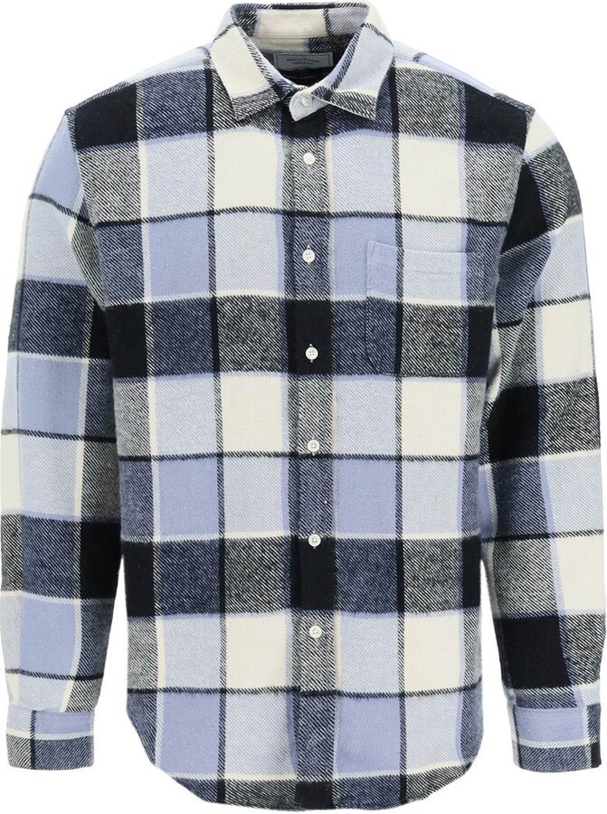 Portuguese flannel 'pastel blue' check flannel shirt - ShopStyle