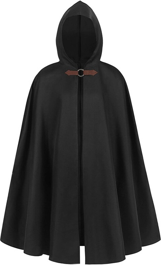 Caxndycing Men's Halloween Cape with Hood Gothic Steampunk Coat ...