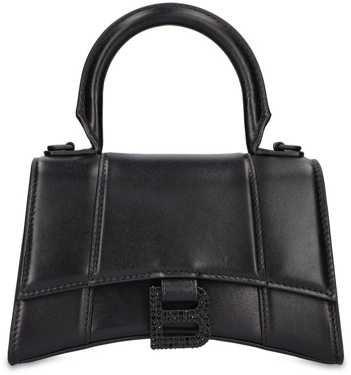 Balenciaga XS Hourglass leather top handle bag - ShopStyle
