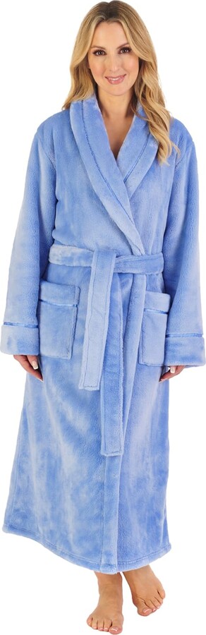 Slenderella Fleece Shawl Collar Robe HC4342 Blue XL - ShopStyle