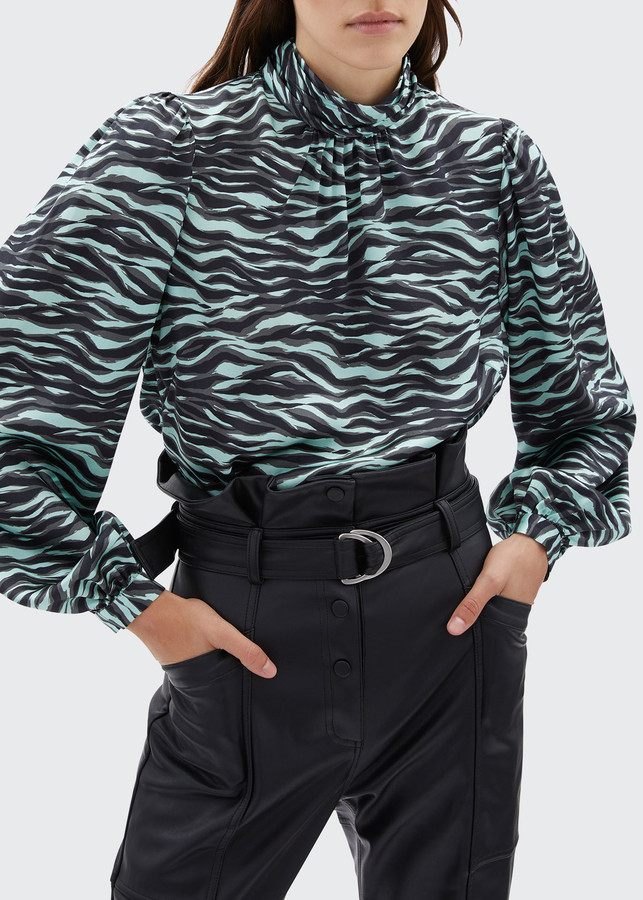 Jonathan Simkhai Jordan Mock-Neck Zebra-Print Top - ShopStyle