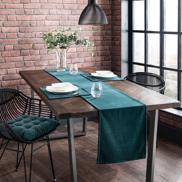 Dunelm Clara Velvet Runner Blue - ShopStyle