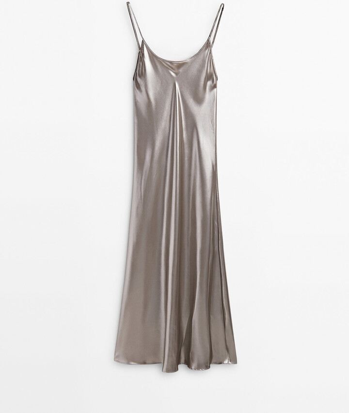 Massimo Dutti Metallic Camisole Dress -Studio - ShopStyle