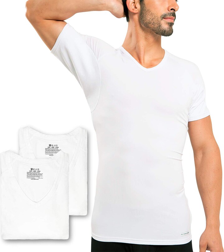 Ejis Sweat Defense Undershirt | V Neck (3-Pack) | Underarm Sweat Proof ...