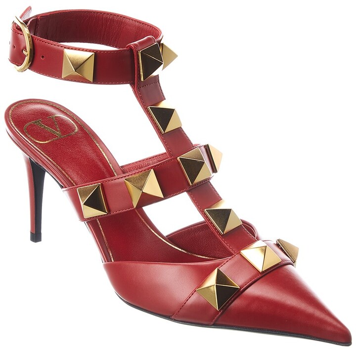 Valentino Roman Stud 80 Leather Ankle Strap Pump - ShopStyle
