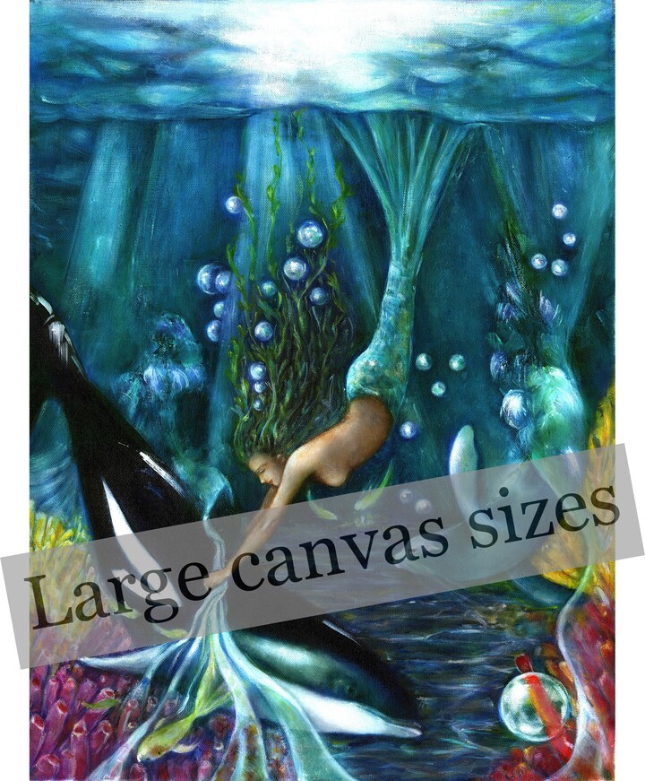 Etsy Mama Cocha, Large Reproduction On Canvas, Mermaid Goddess, Sea ...