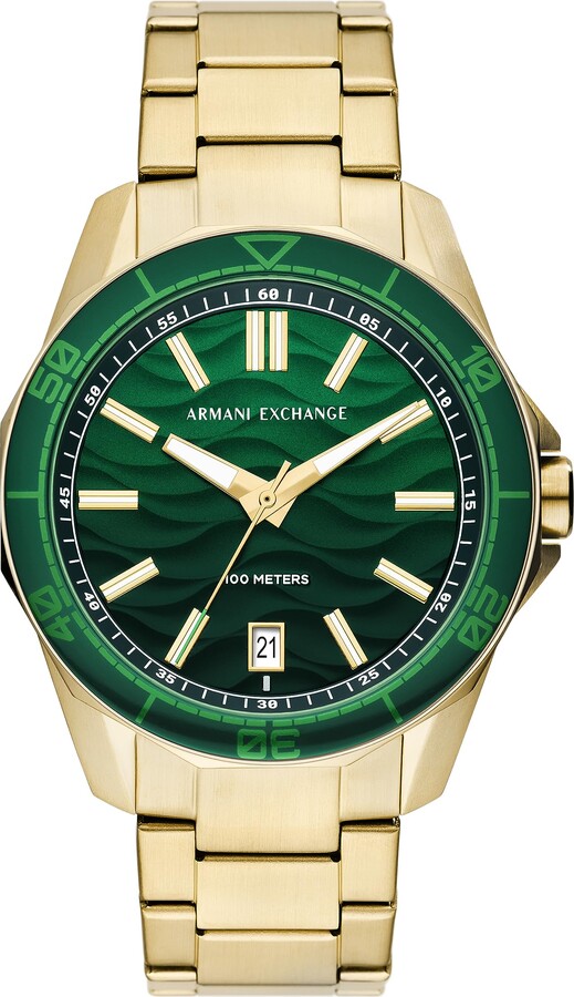 A|X ARMANI EXCHANGE Armani Exchange Men's Three-Hand Date Gold-Tone ...