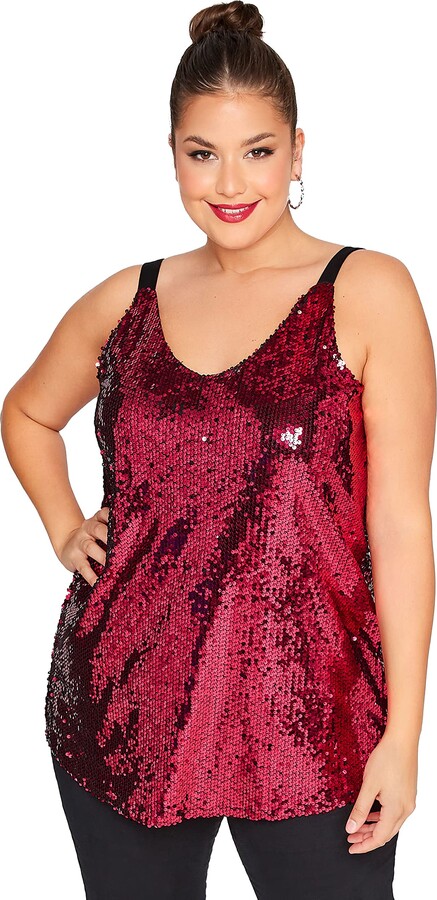 Yours London Curve Sequin Embellished Cami Top - Women's - Plus Size ...