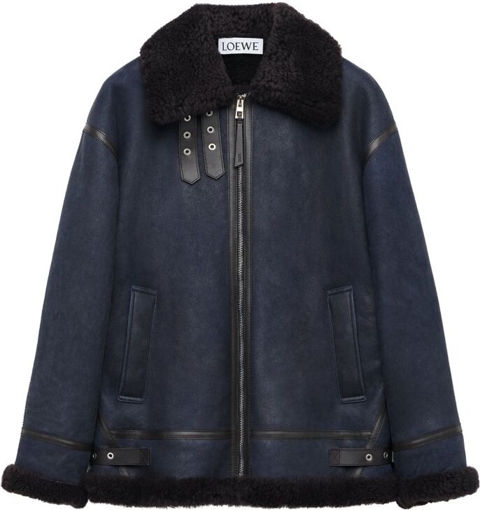 Loewe Leather-Shearling Aviator Jacket - ShopStyle