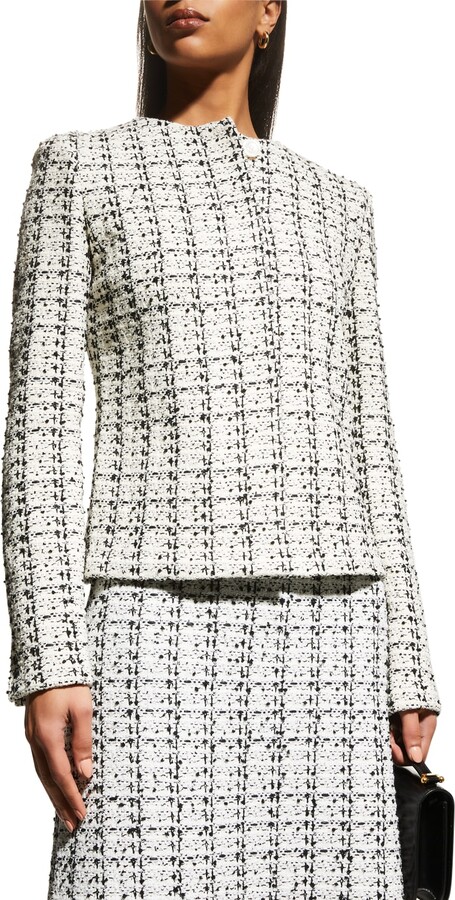 St. John Plaid Textured Tweed Jacket - ShopStyle