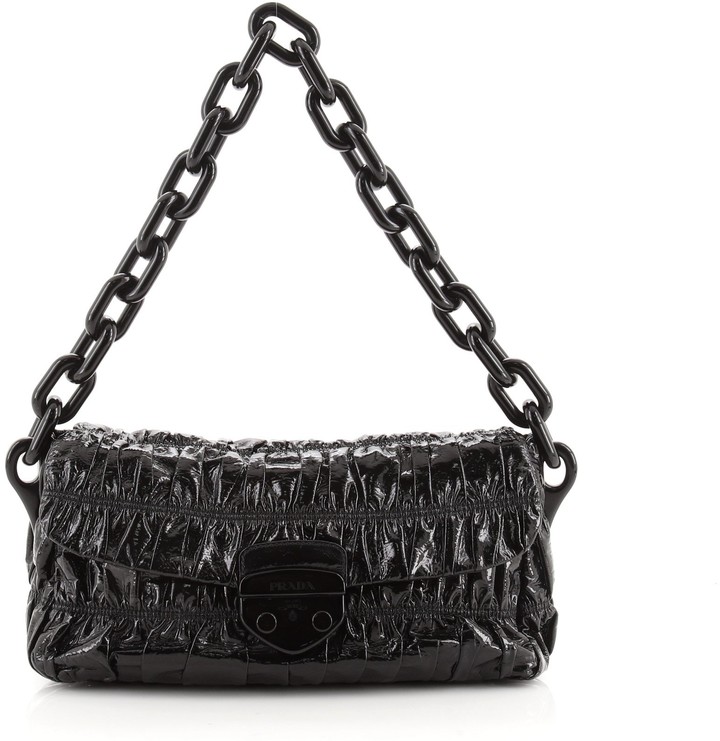 Prada Resin Chain Flap Shoulder Bag Patent Gaufre Medium - ShopStyle