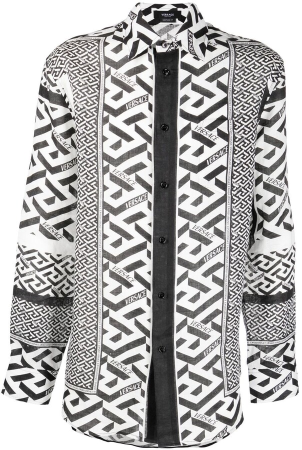 Versace La Greca linen shirt - ShopStyle