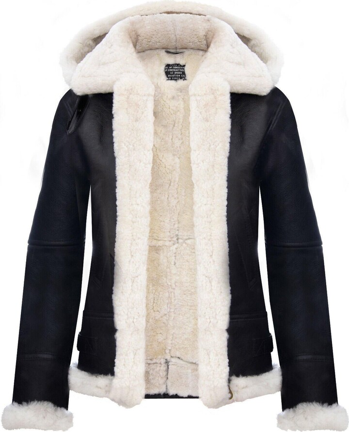 Infinity Leather Hooded Sheepskin Flying Leather Jacket-Palermo - Brown - ShopStyle