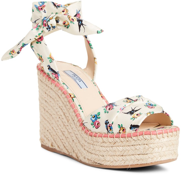 Prada Platform Wedge Espadrille Sandal - ShopStyle