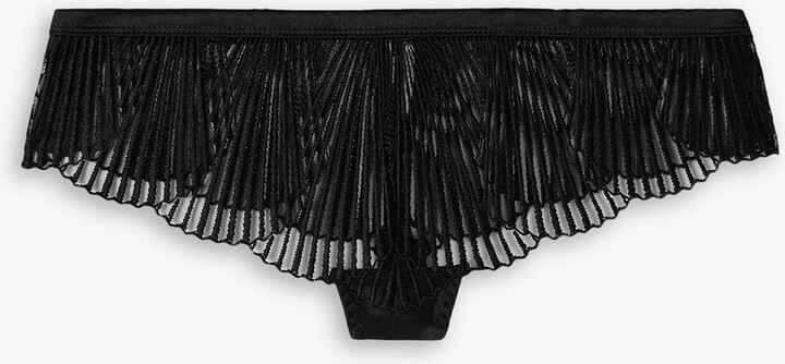Coco de Mer London Athena satin-trimmed embroidered stretch-tulle mid ...