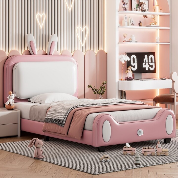 TiramisuBest Twin/Full size Upholstered Princess Bed with Headboard and ...